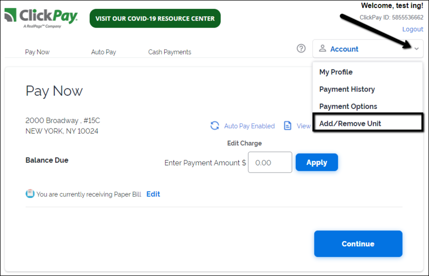 ClickPay: Add a Unit